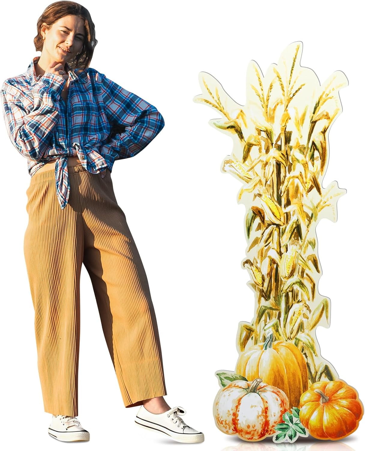 5ft Thanksgiving Cornstalk Cardboard Cutout Stand-up Harvest Cornshock ...