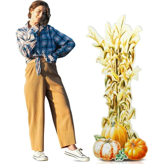 5ft Thanksgiving Cornstalk Cardboard Cutout Stand-up Harvest Cornshock ...