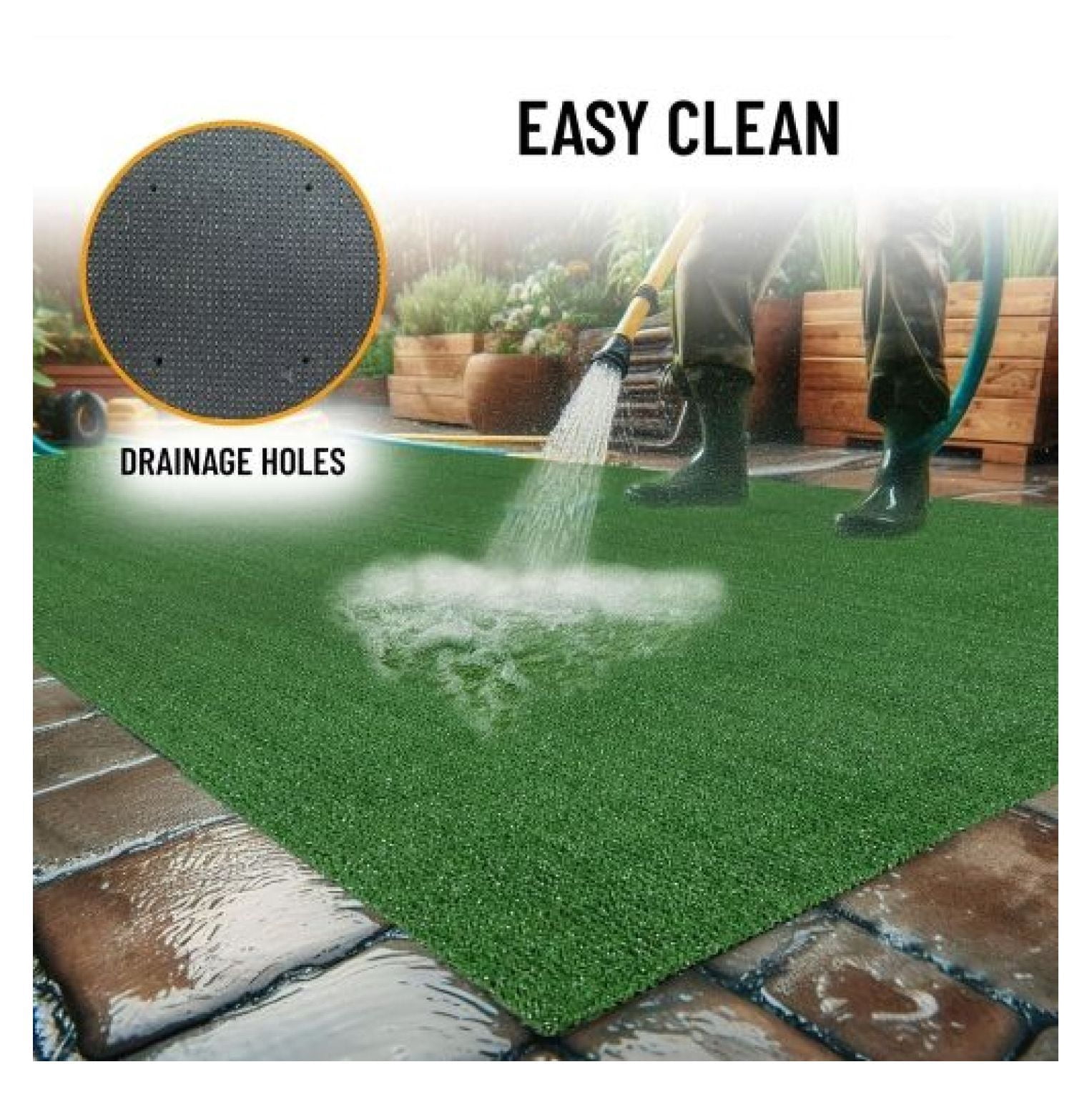 5ft x 10ft Premium Artificial Turf Mat with Drainage Holes. Thick Fake ...