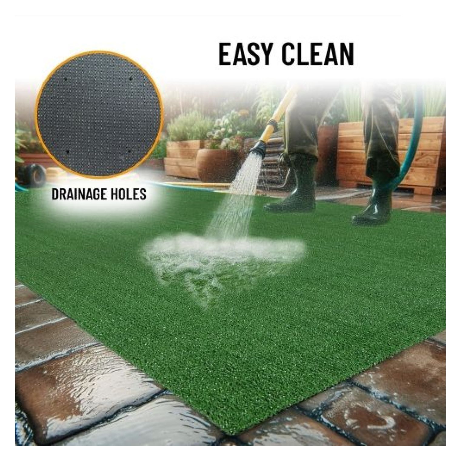 5ft x 10ft Premium Artificial Turf Mat with Drainage Holes. Thick Fake ...