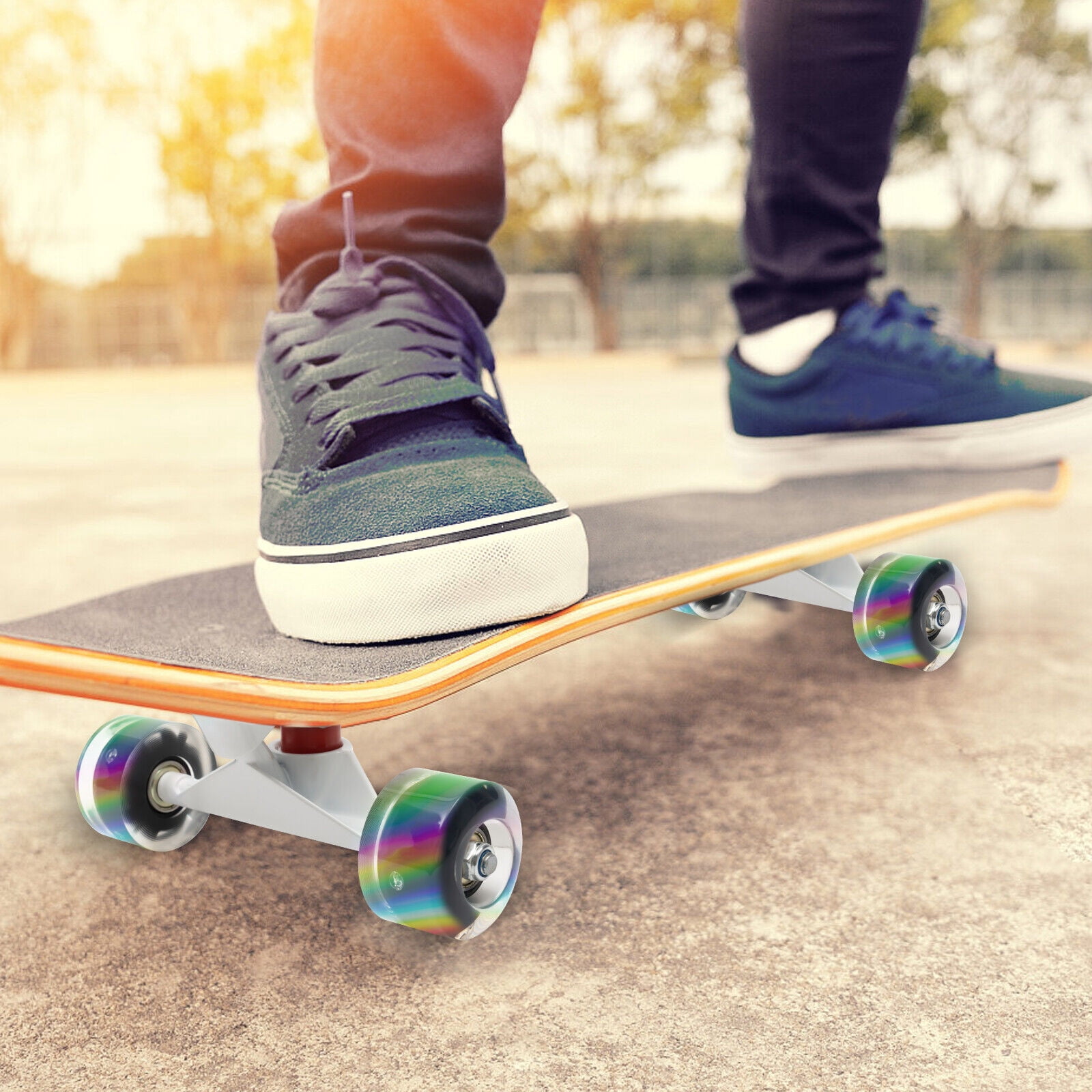 5in Aluminum Skateboard Trucks Combo DIY Set Stand with Flashing Wheels ...