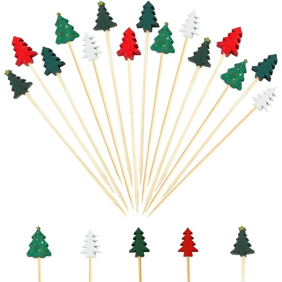 5in Christmas Cocktail Picks Christmas Tree Snowman Santa Claus ...