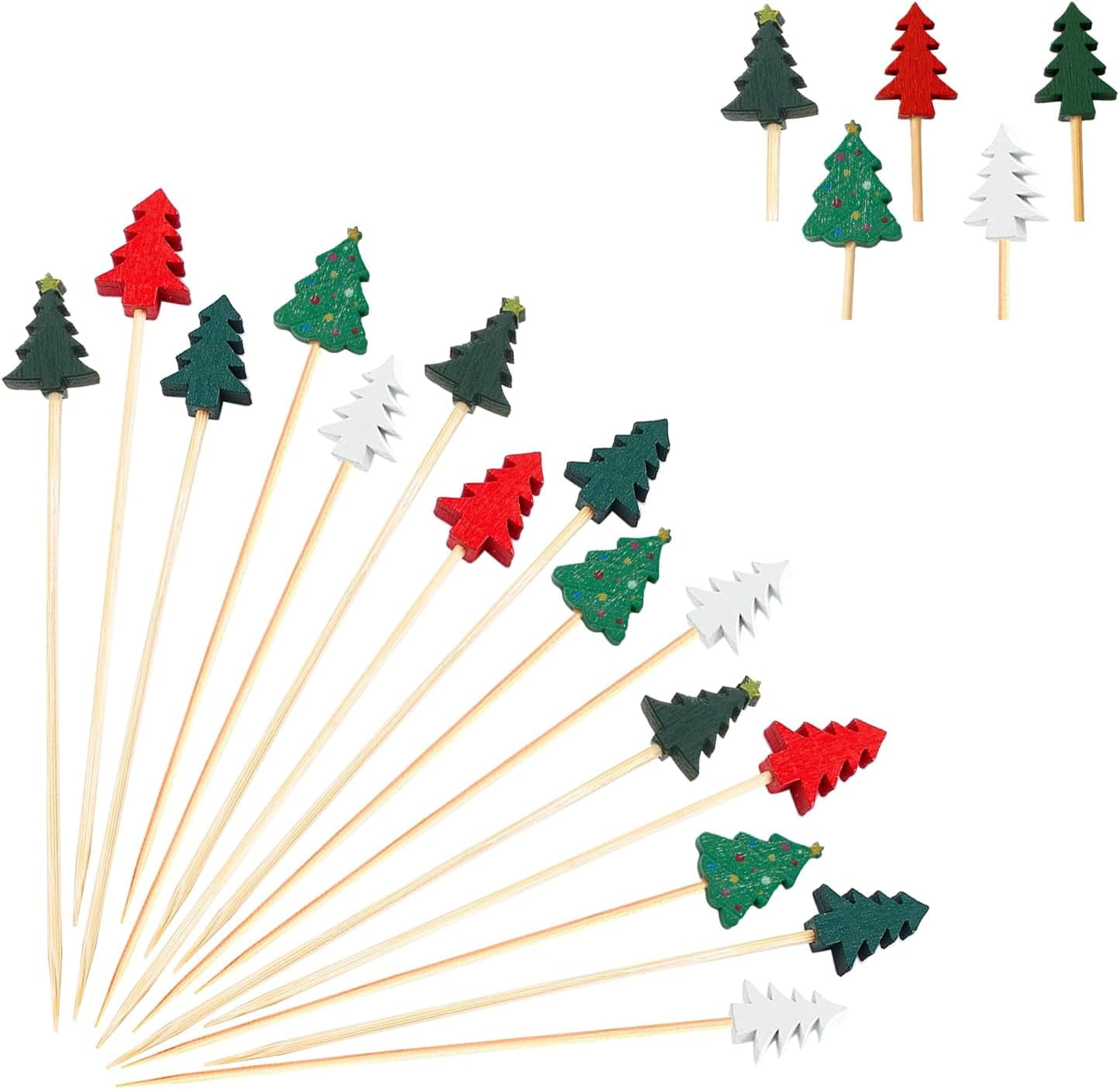 5in Christmas Cocktail Picks Christmas Tree Snowman Santa Claus ...