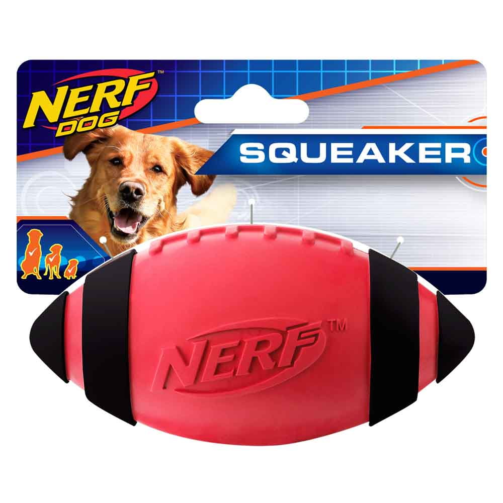 Nerf Dog 5in Squeak Football Toy, Red - Interactive Play for Dogs ...
