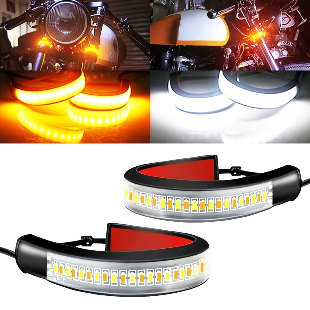 5in Motorcycle Daytime Running Light Switchback LED Strip White&Amber ...