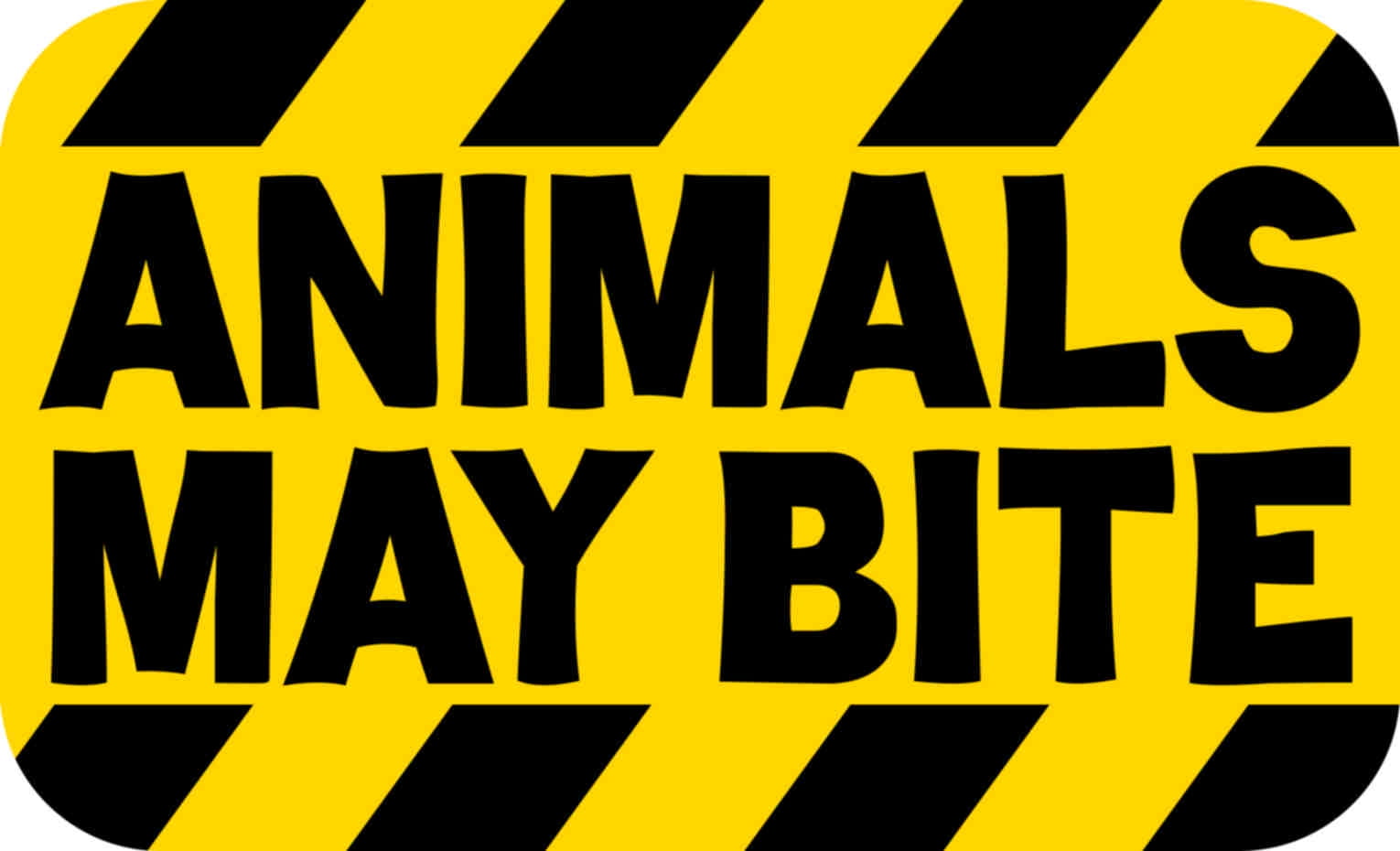5in X 3in Animals May Bite Sticker Striped Warning Vinyl Caution Decal ...