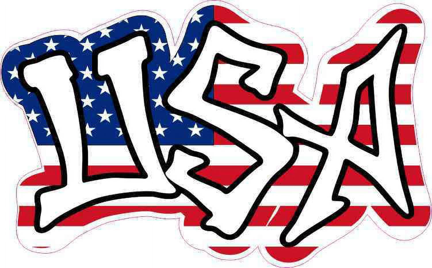5in X 3in USA American Flag Graffiti Sticker Vinyl Patriotic Bumper ...