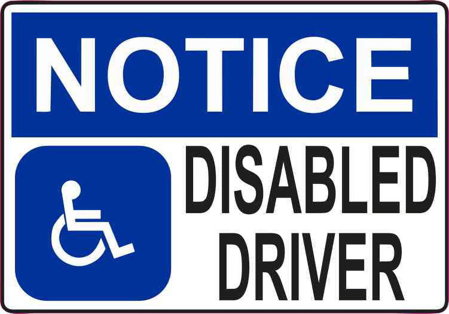 5in x 3.5in Disabled Driver Sticker Vinyl Car Truck Sign Notice ...