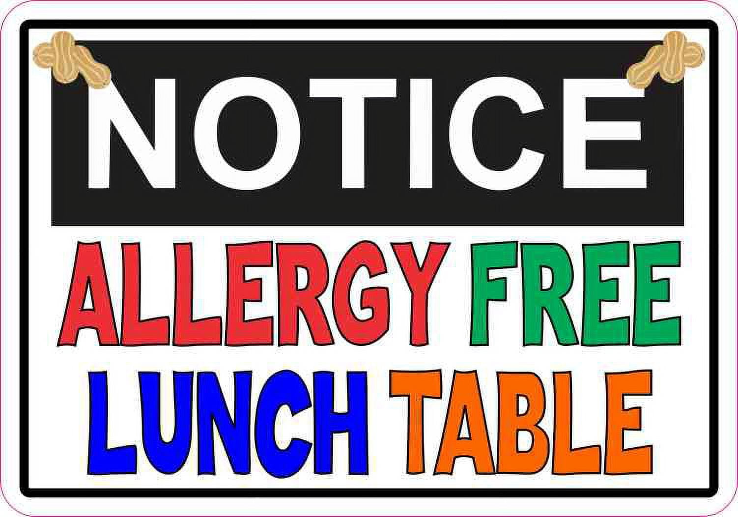 5in x 3.5in Notice Allergy Free Lunch Table Magnet Magnetic Vinyl Door ...