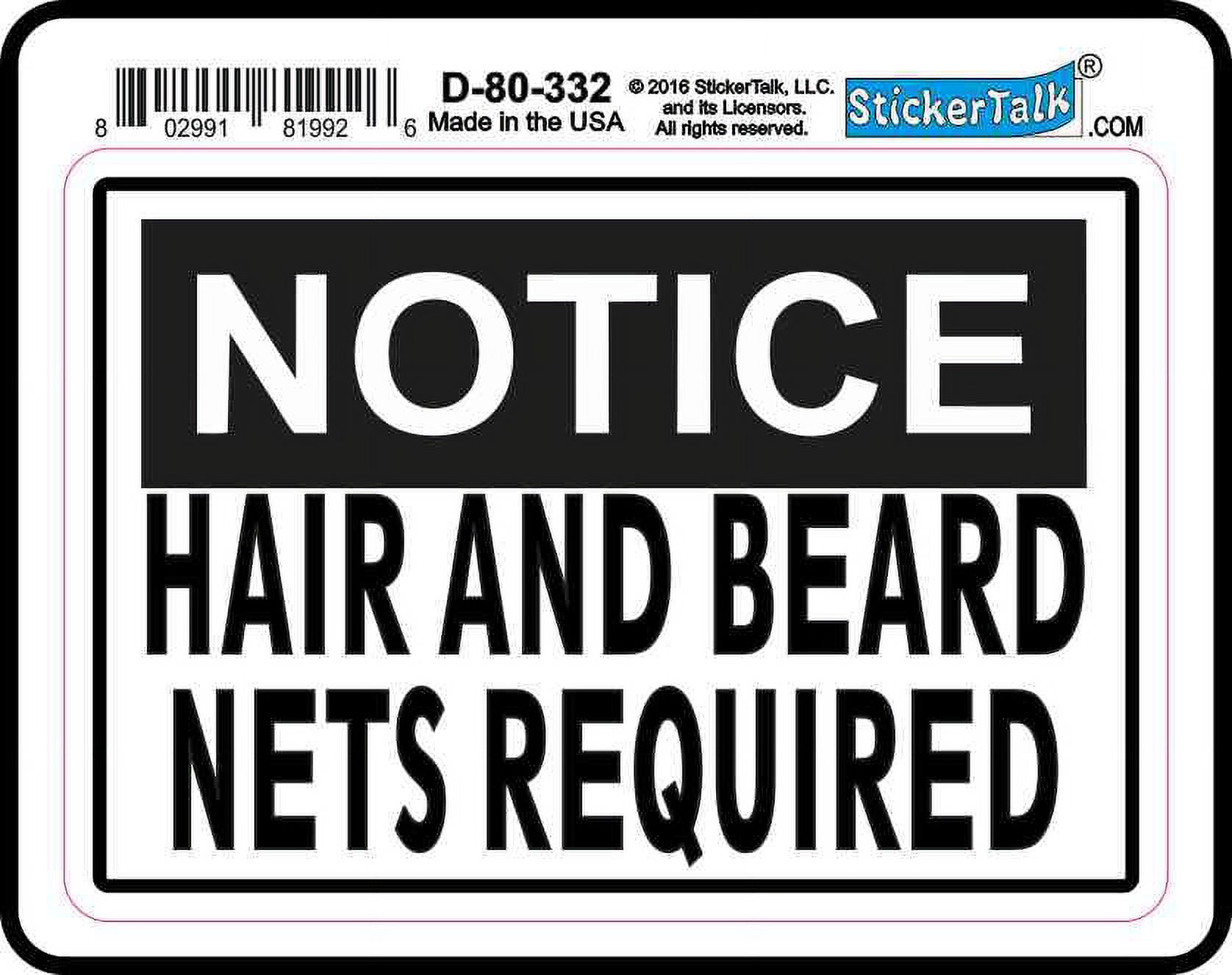 5in x 3.5in Notice Beard And Hair Nets Required Magnet Magnetic Sign ...