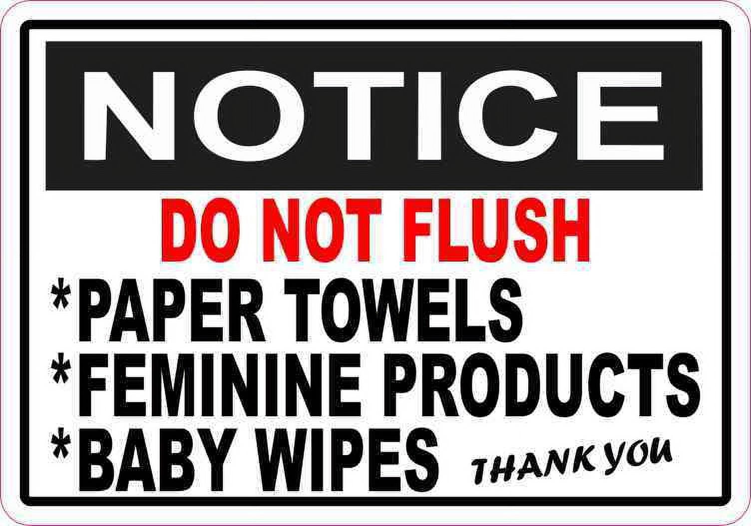 5in x 3.5in Notice Do Not Flush Sticker Vinyl Business Restroom Sign ...