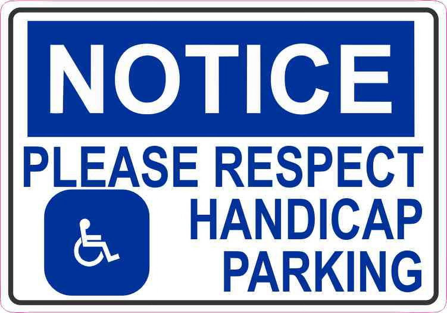 5in x 3.5in Notice Handicap Parking Sticker Vinyl Car Sign Decal ...