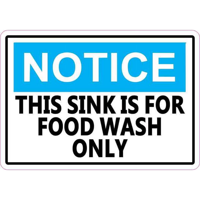5in x 3.5in Notice Only Food Wash Sink Sticker Vinyl Sink Decal Sign ...