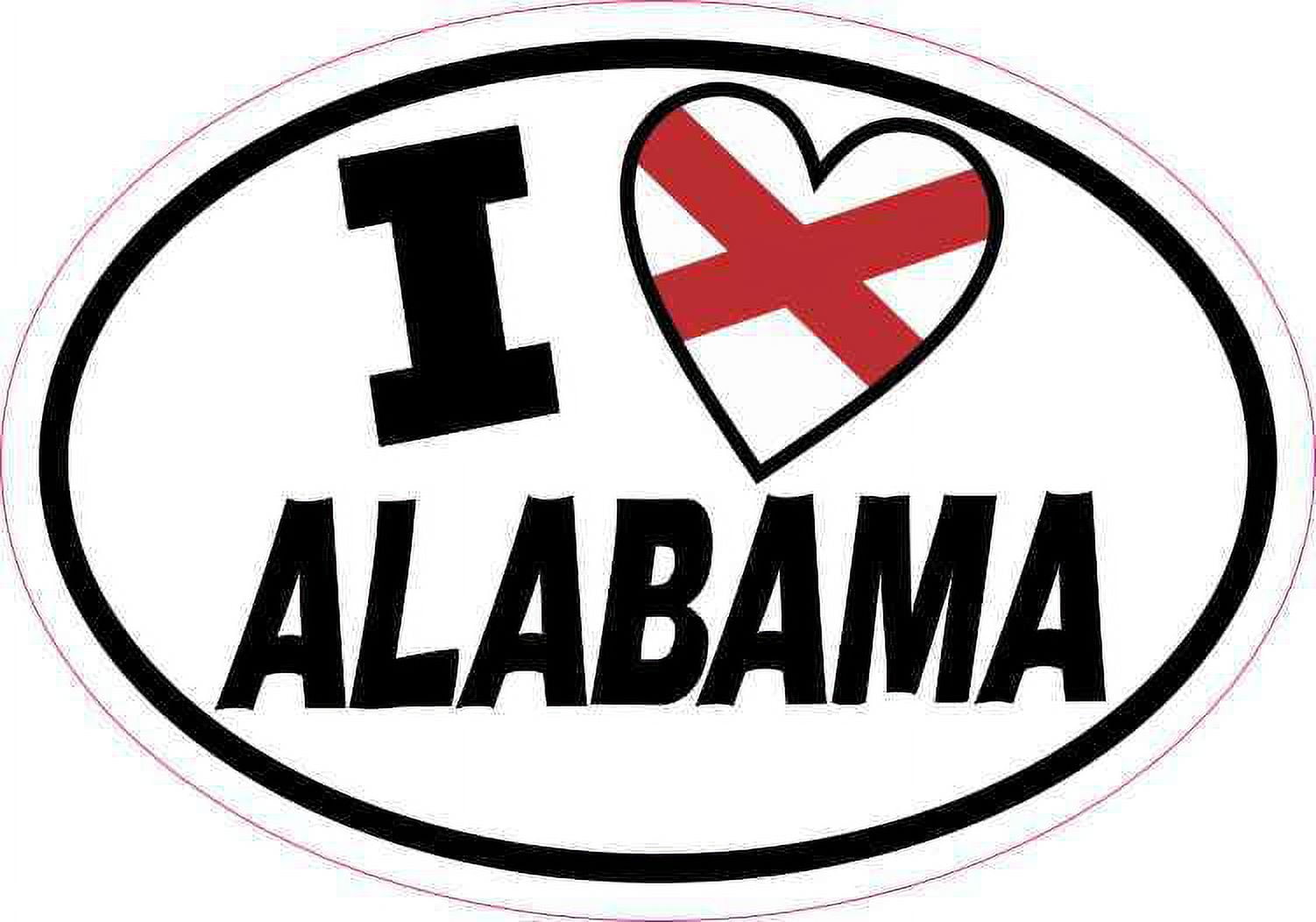 5in x 3.5in Oval I Love Alabama Sticker Vinyl Car Decal Luggage ...