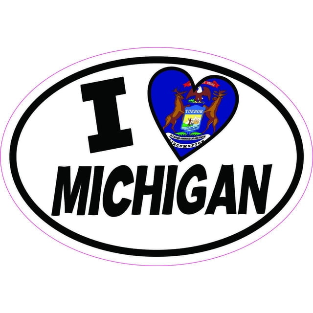 5in x 3.5in Oval I Love Michigan Sticker - Walmart Business Supplies