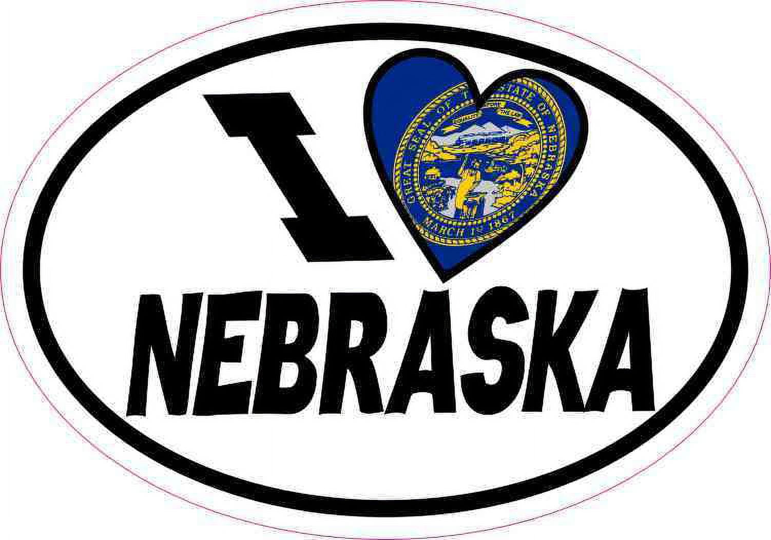 5in x 3.5in Oval I Love Nebraska Sticker - Walmart.com