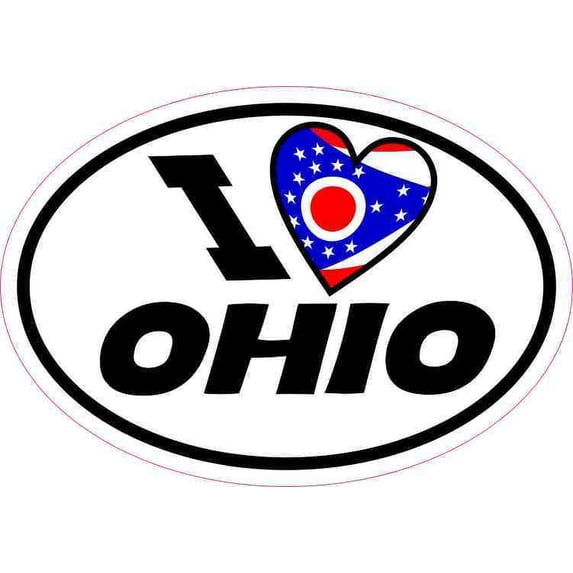 5in x 3.5in Oval I Love Ohio Sticker - Walmart.com