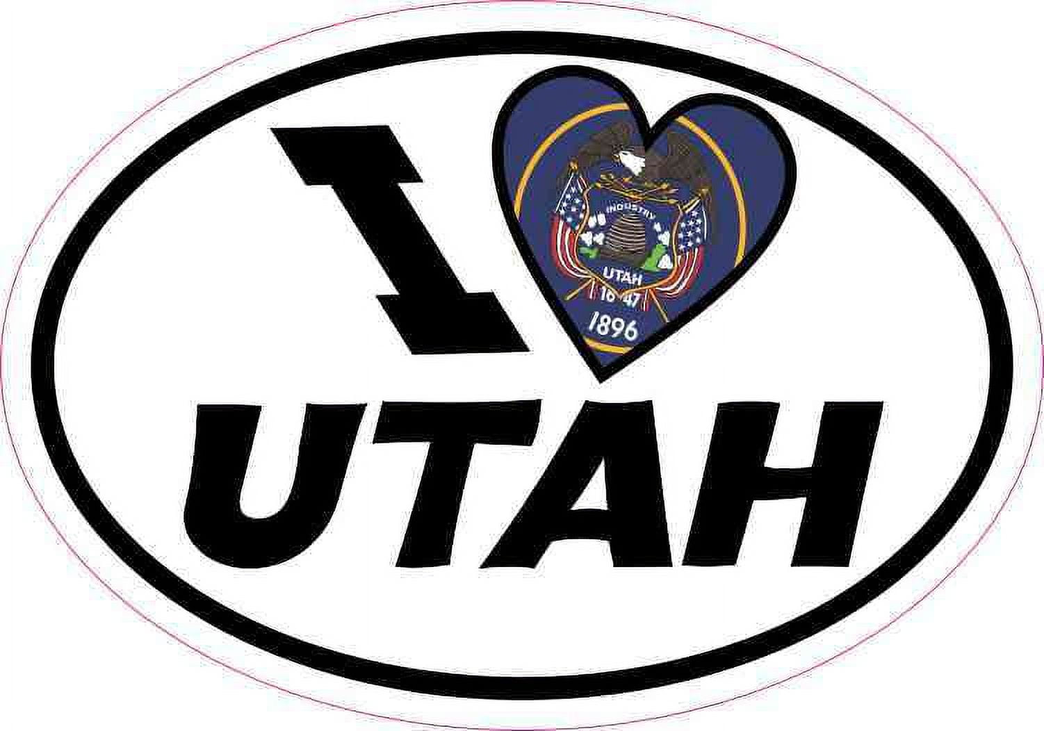 5in x 3.5in Oval I Love Utah Sticker - Walmart.com