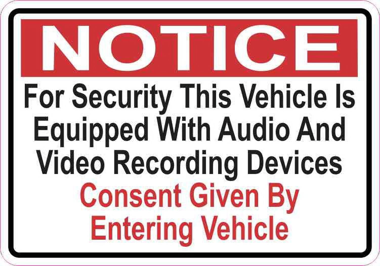 5in x 3.5in Vehicle Is Equipped With Recording Devices Sticker ...