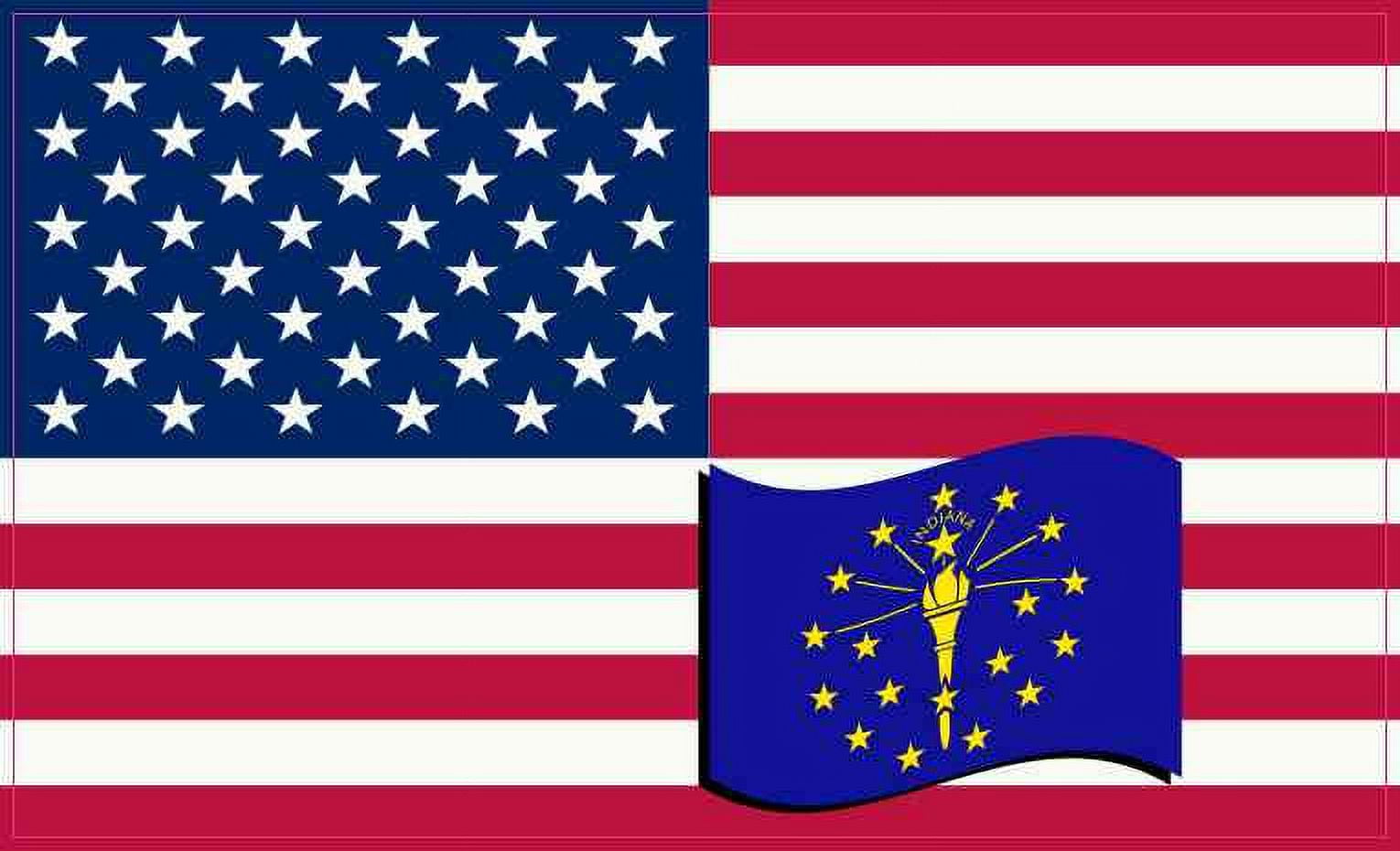 5in x 3in America and Indiana Flag Sticker Vinyl State Flags Decal ...