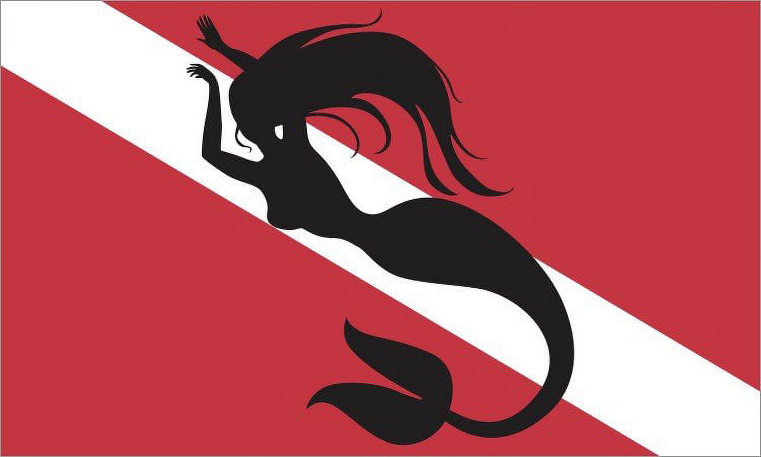 5in x 3in Diver Down Mermaid Flag Sticker - Walmart.com