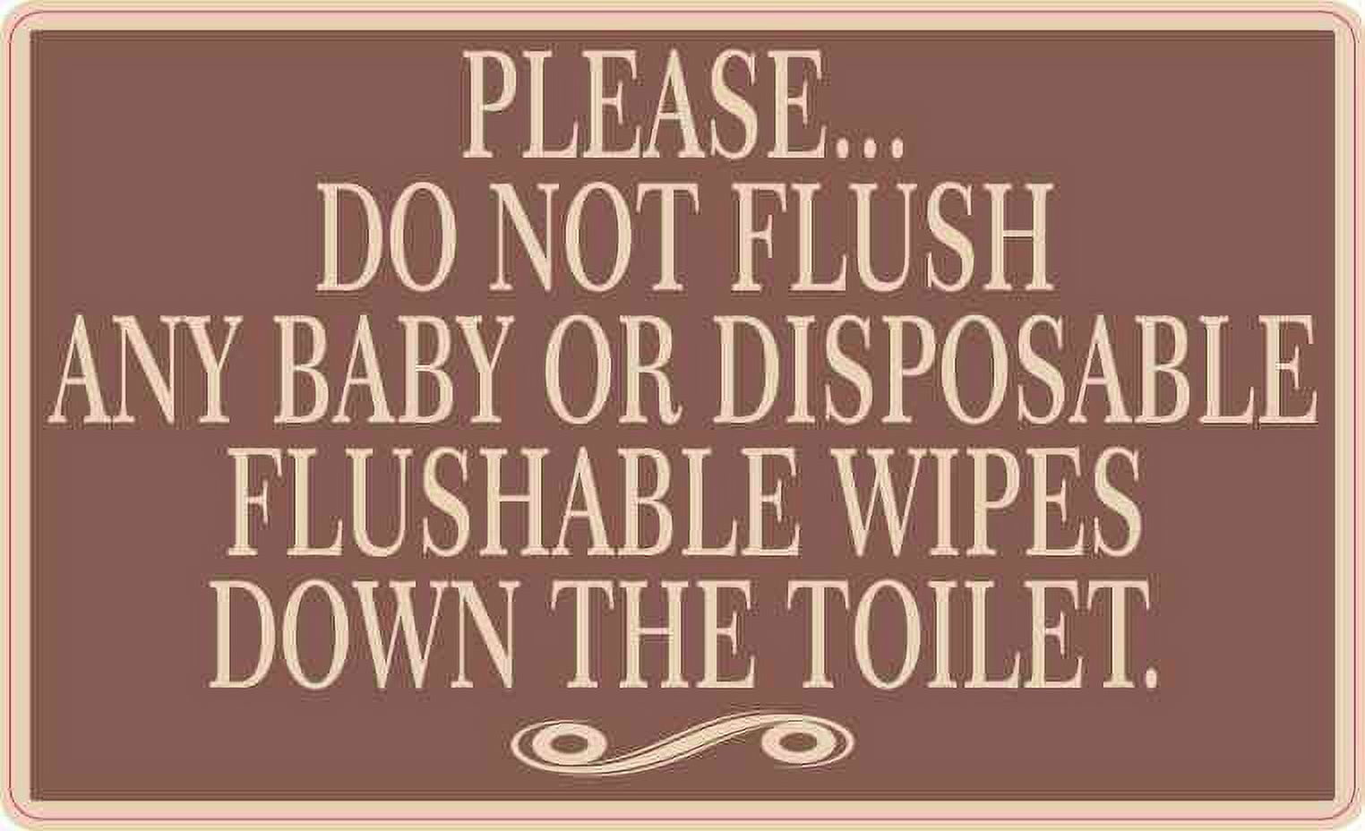 5in x 3in Do Not Flush Wipes Sticker Vinyl Restroom Sign Toilet ...