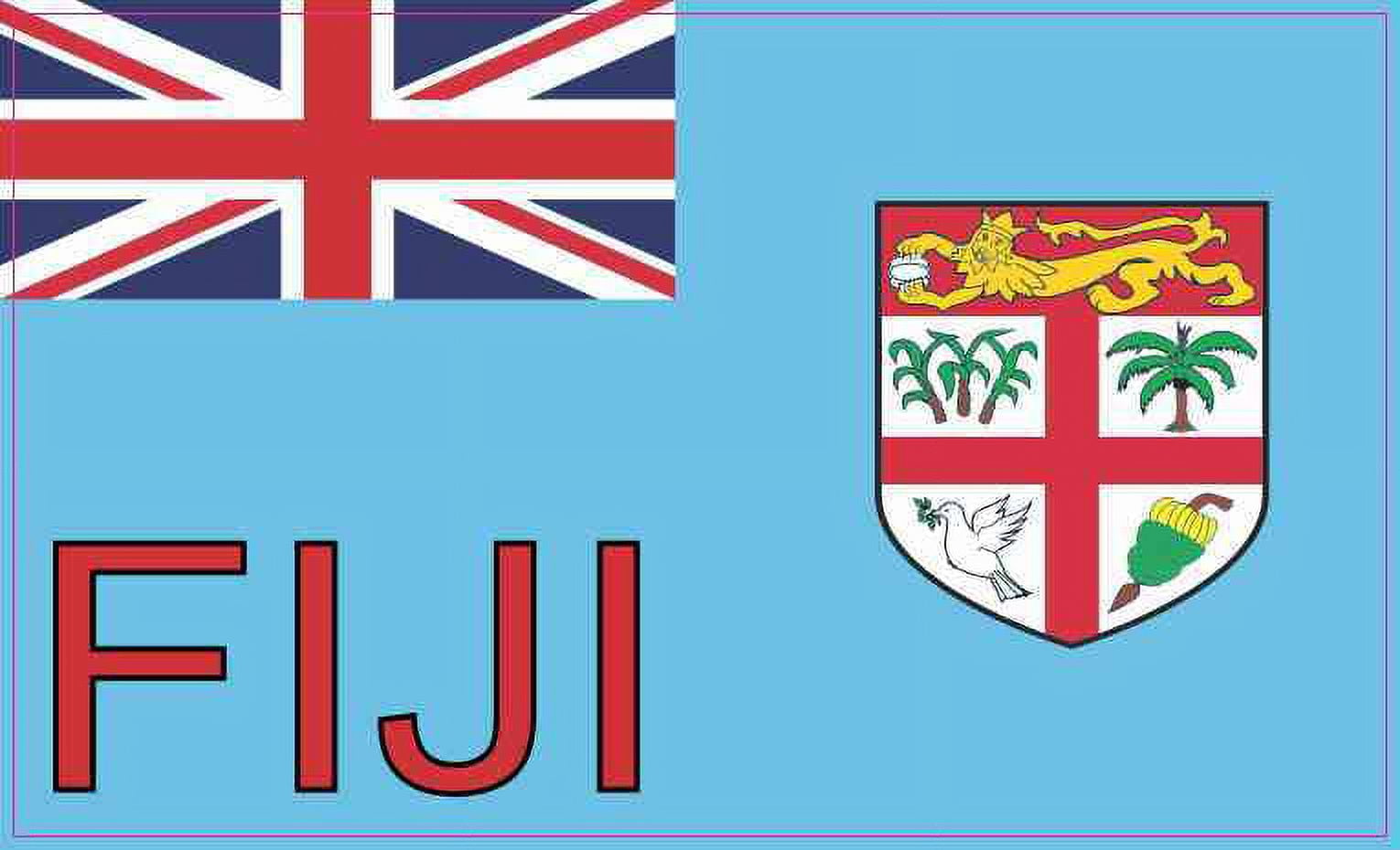 5in x 3in Labeled Fiji Flag Sticker Vinyl Vehicle Bumper Flags Decal ...