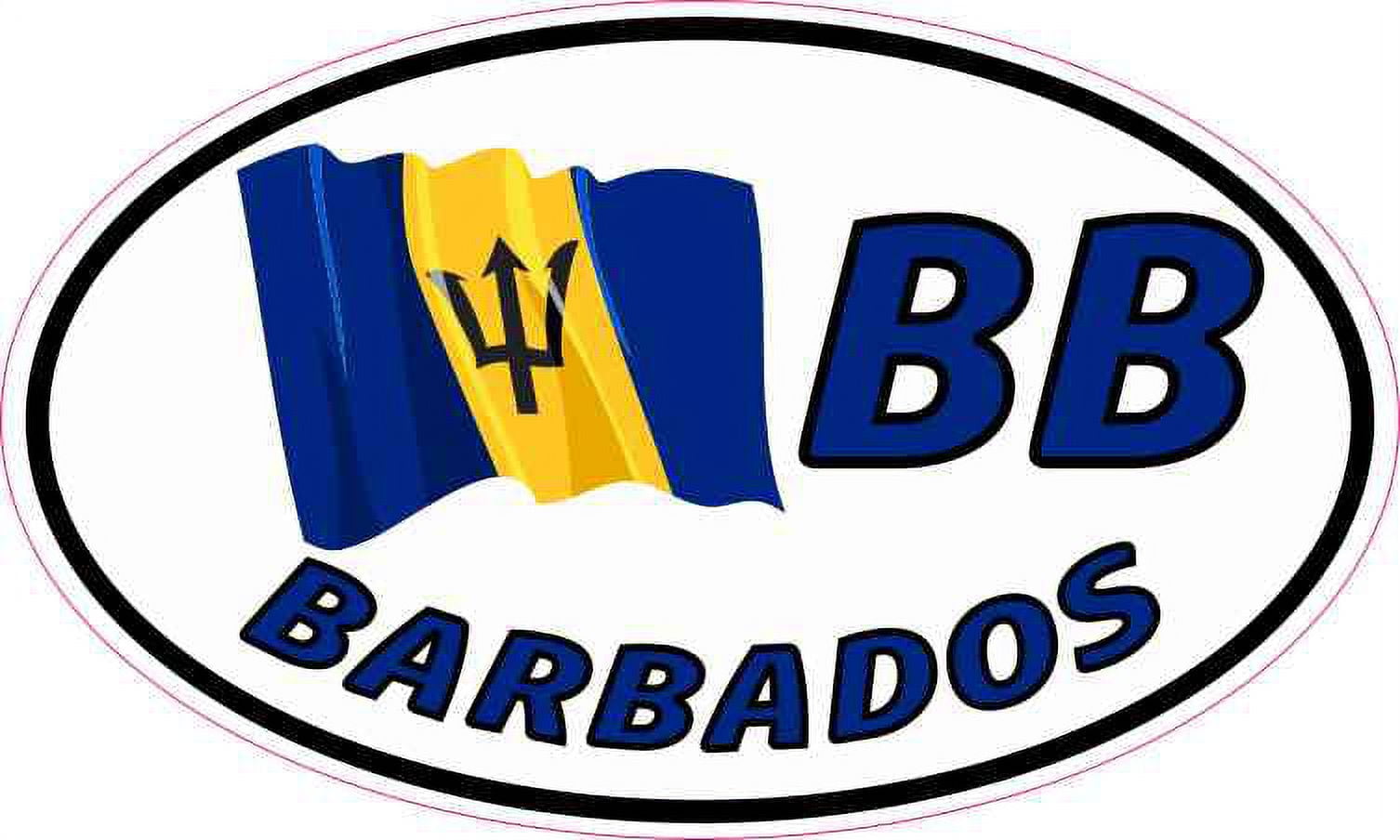 5in x 3in Oval BB Barbados Flag Sticker Vinyl Vehicle Decal Travel ...