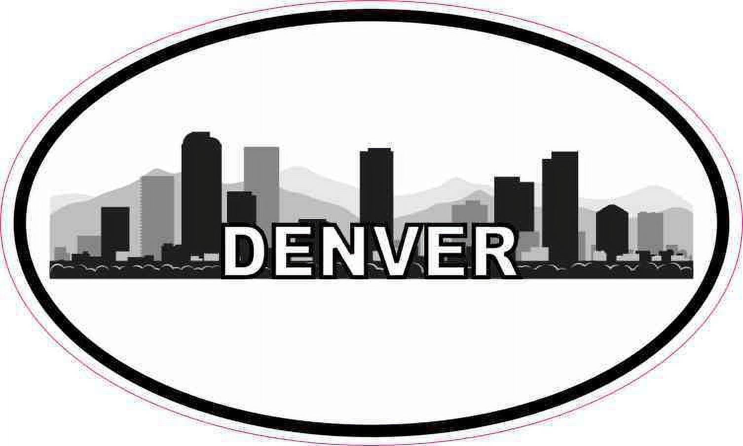5in x 3in Oval Denver Skyline Sticker Vinyl Luggage Decal Car Cup ...