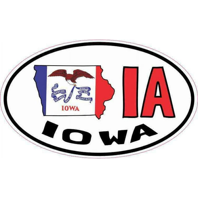 5in x 3in Oval IA Iowa Sticker Vinyl Car Bumper Decal Luggage Stickers ...