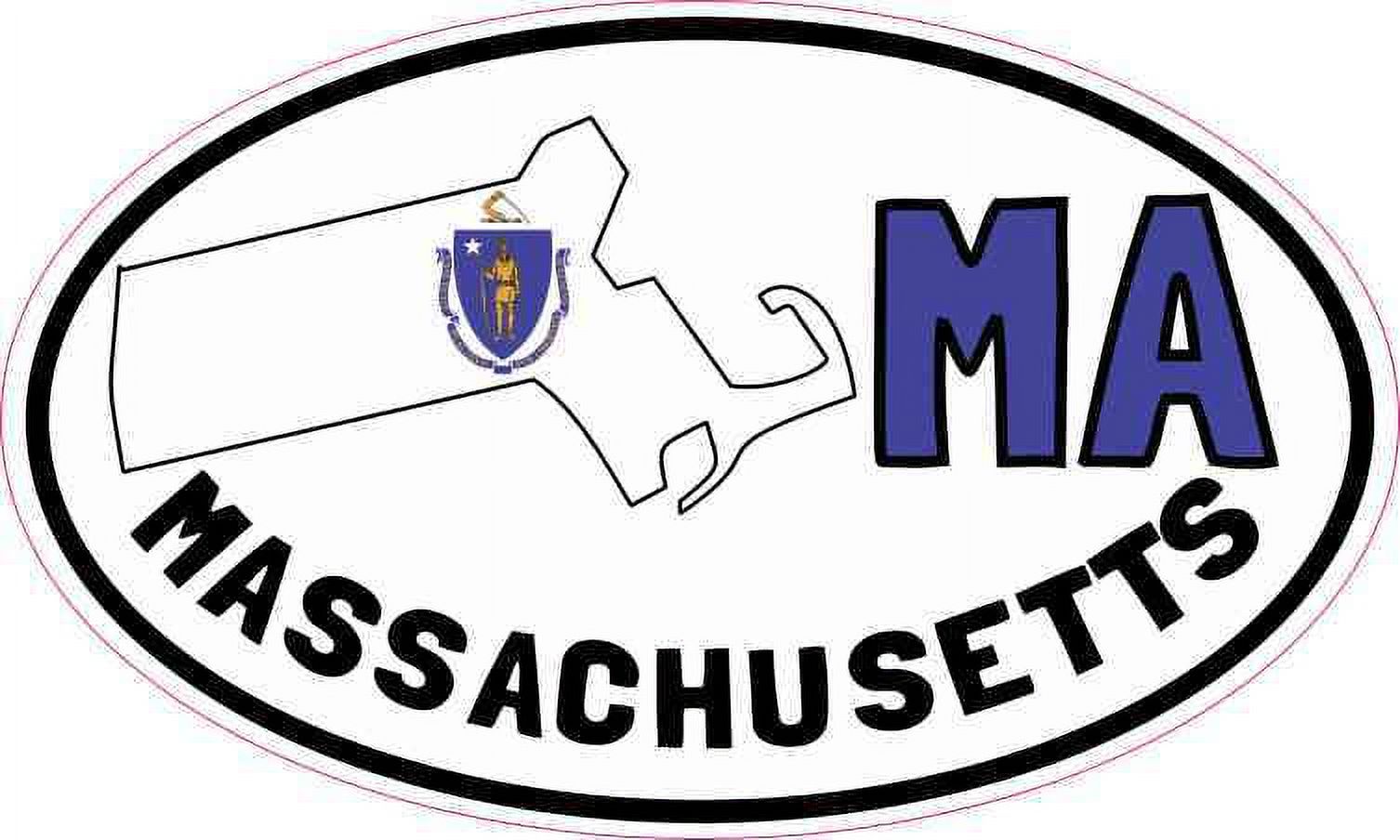 5in x 3in Oval MA Massachusetts Sticker Car Bumper Decal Luggage ...