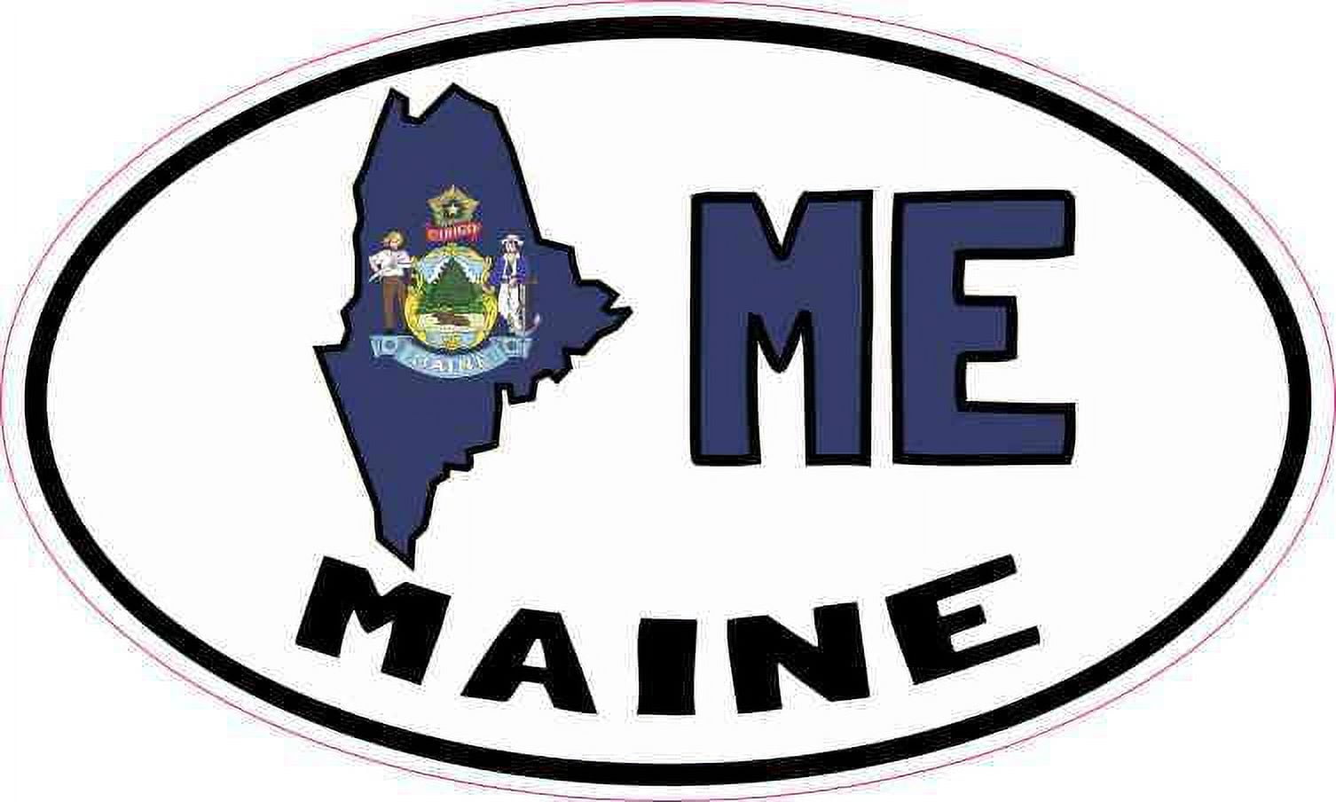 5in x 3in Oval ME Maine Sticker Vinyl Car Truck Bumper Decal Cup ...