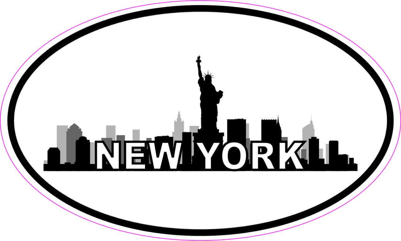 5in x 3in Oval New York Skyline Sticker Luggage Decal Car Travel ...