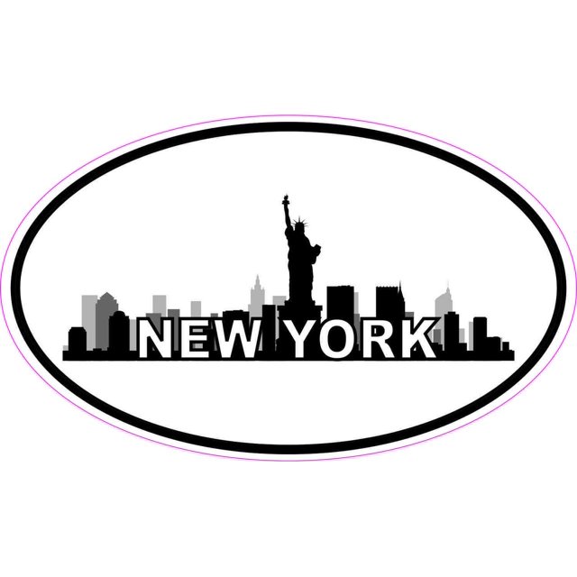 5in x 3in Oval New York Skyline Sticker Luggage Decal Car Travel ...