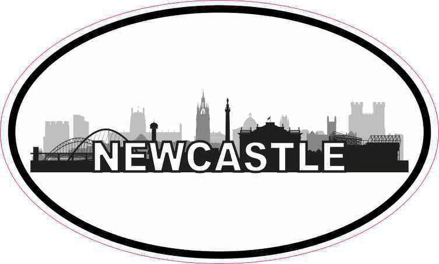 5in x 3in Oval Newcastle Skyline Sticker Luggage Decal Car Travel ...
