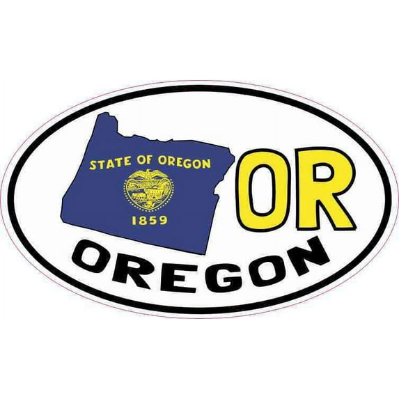 5in x 3in Oval OR Oregon Sticker Vinyl Car Bumper Decal Luggage ...