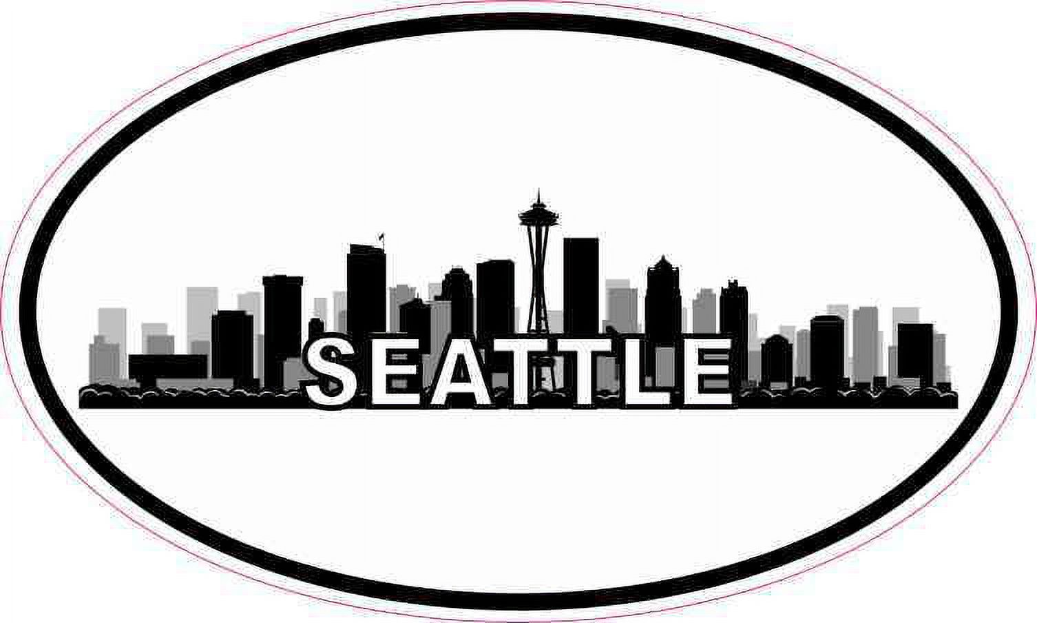 5in x 3in Oval Seattle Skyline Sticker Vinyl Luggage Decal Car Stickers ...