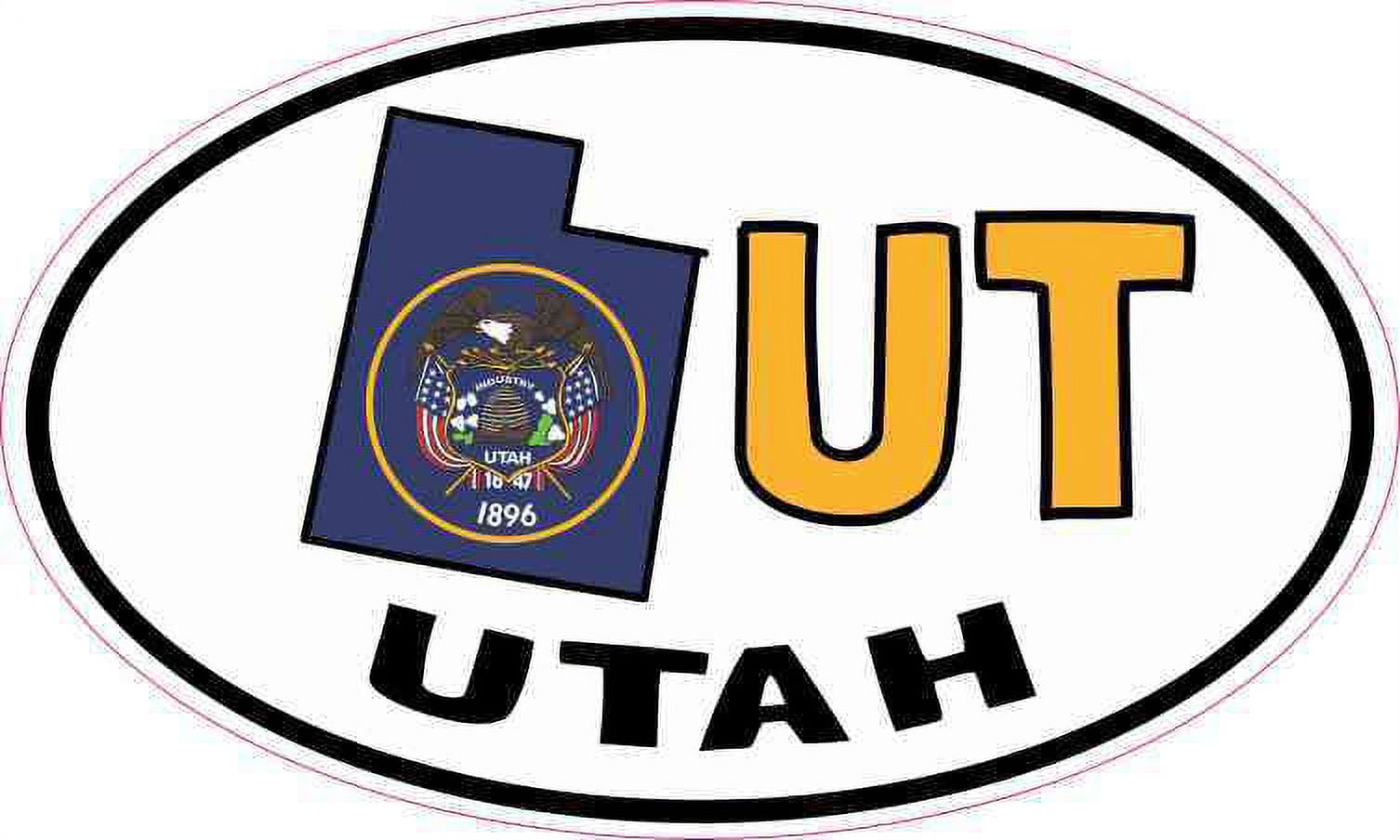 5in x 3in Oval UT Utah Sticker Vinyl Car Bumper Decal Luggage Stickers ...