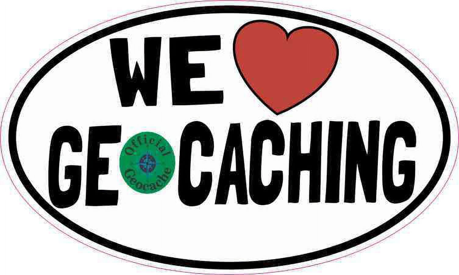 5in x 3in Oval We Love Geocaching Sticker Vinyl Car Window Bumper Decal ...