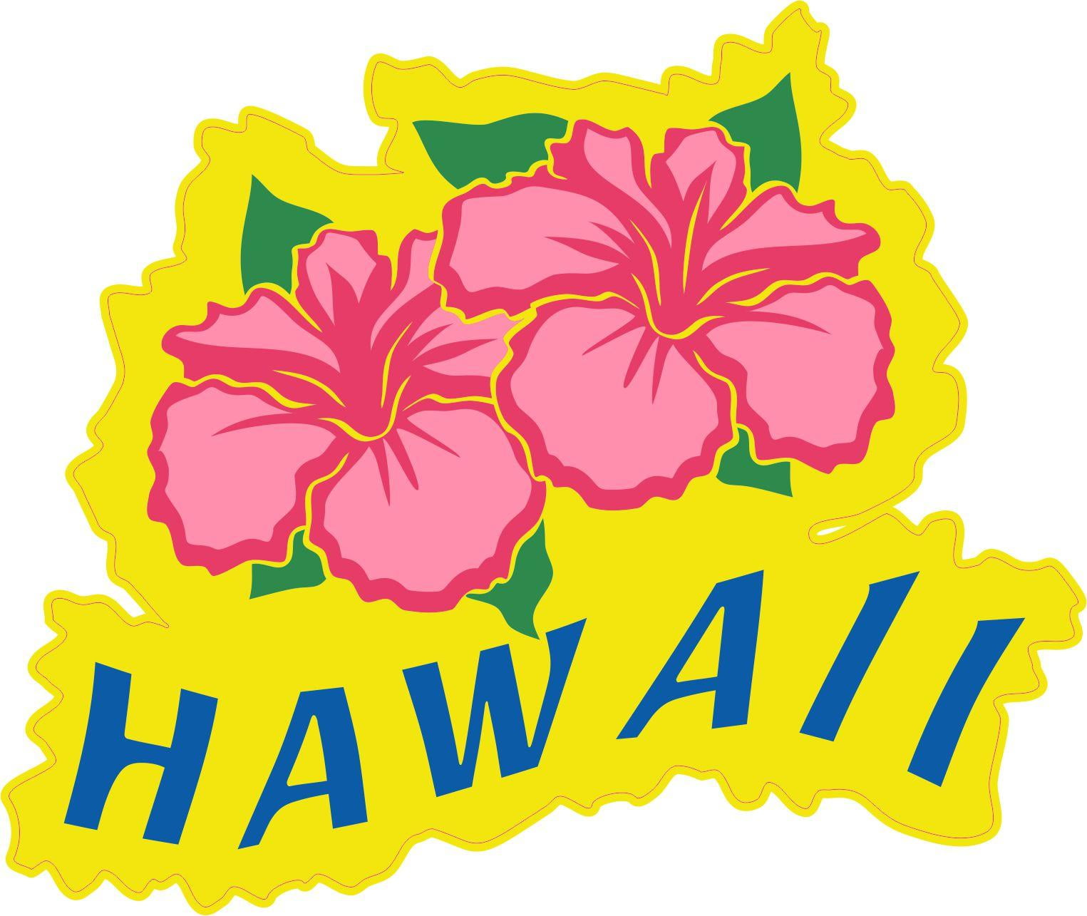5in x 4.5in Flower Hawaii Bumper Sticker Car Vinyl Decal Truck Stickers ...