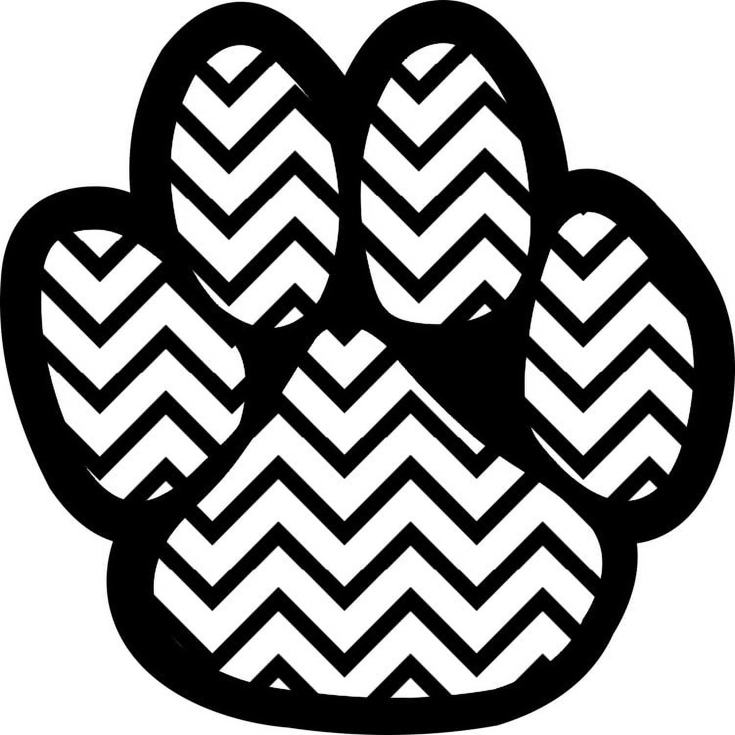5in x 4.5in Blue and Black Chevron Paw Print Animals Bumper Sticker ...