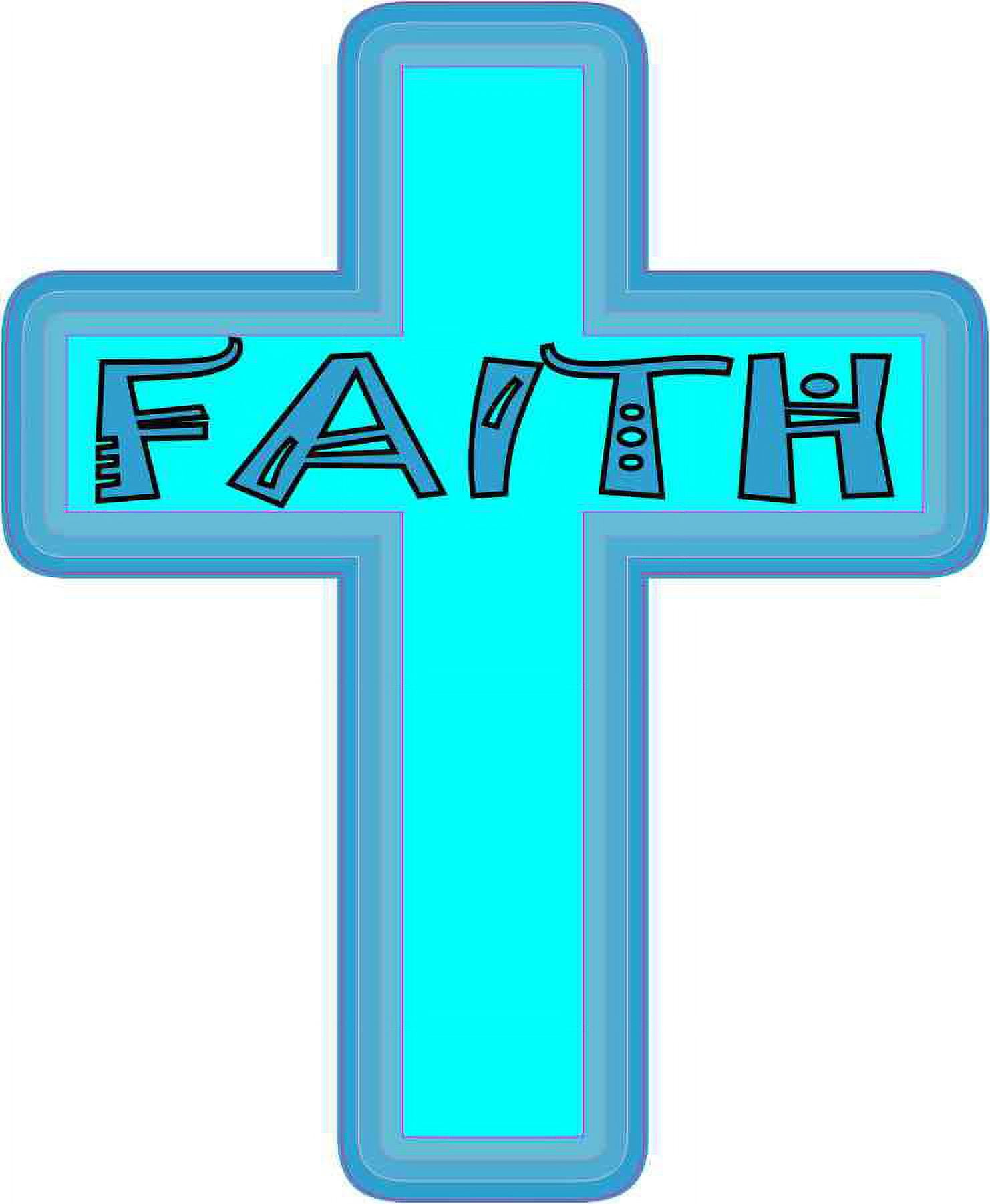 5in x 6in Die Cut Blue Faith Cross Sticker Vinyl Religious Vehicle ...
