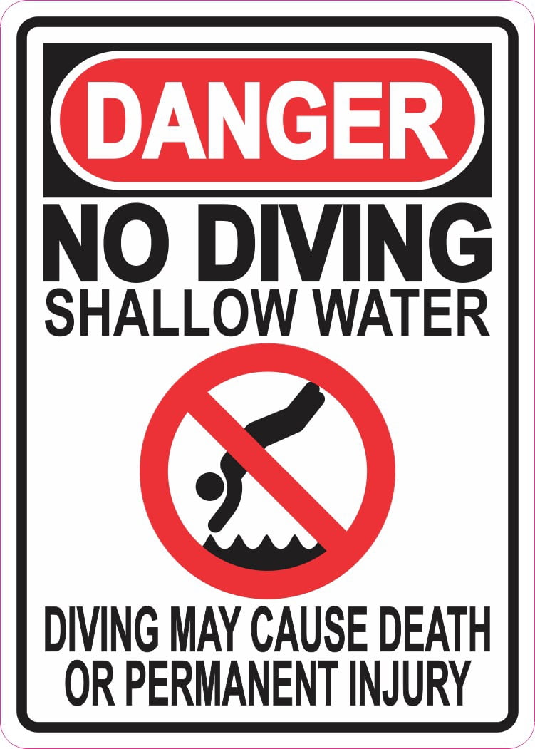 5in x 7in No Diving Shallow Water Sticker - Walmart Business Supplies