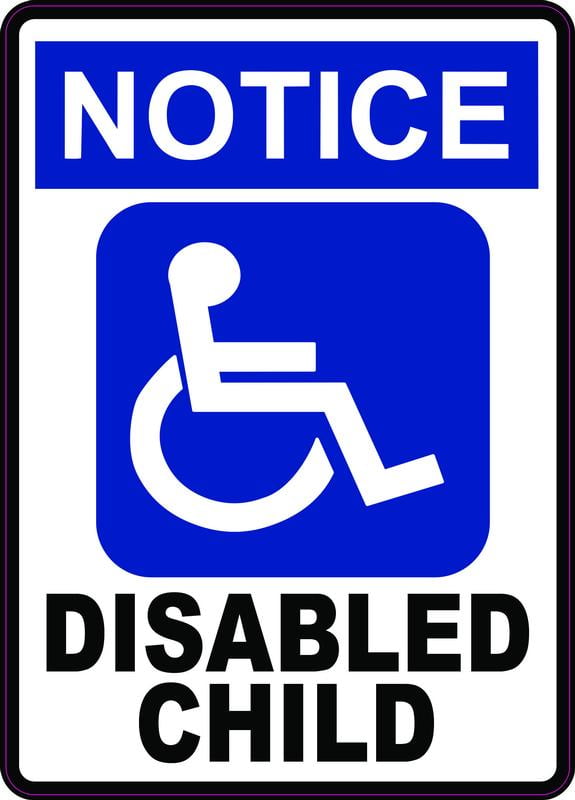 5in x 7in Notice Disabled Child Vinyl Sticker - Walmart.com