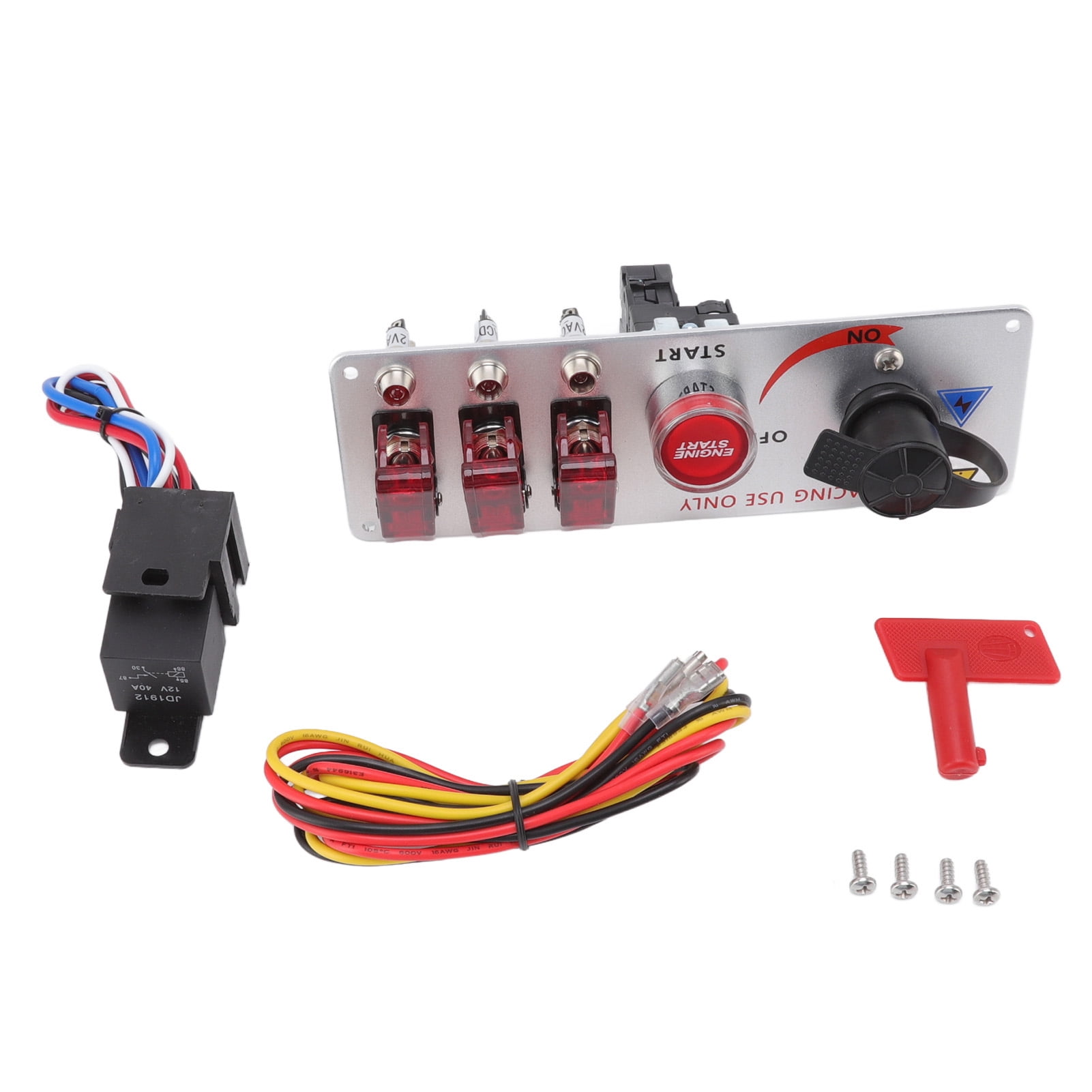 5in1 12V LED Toggle Ignition Switch Panel with Engine Start Push Button ...