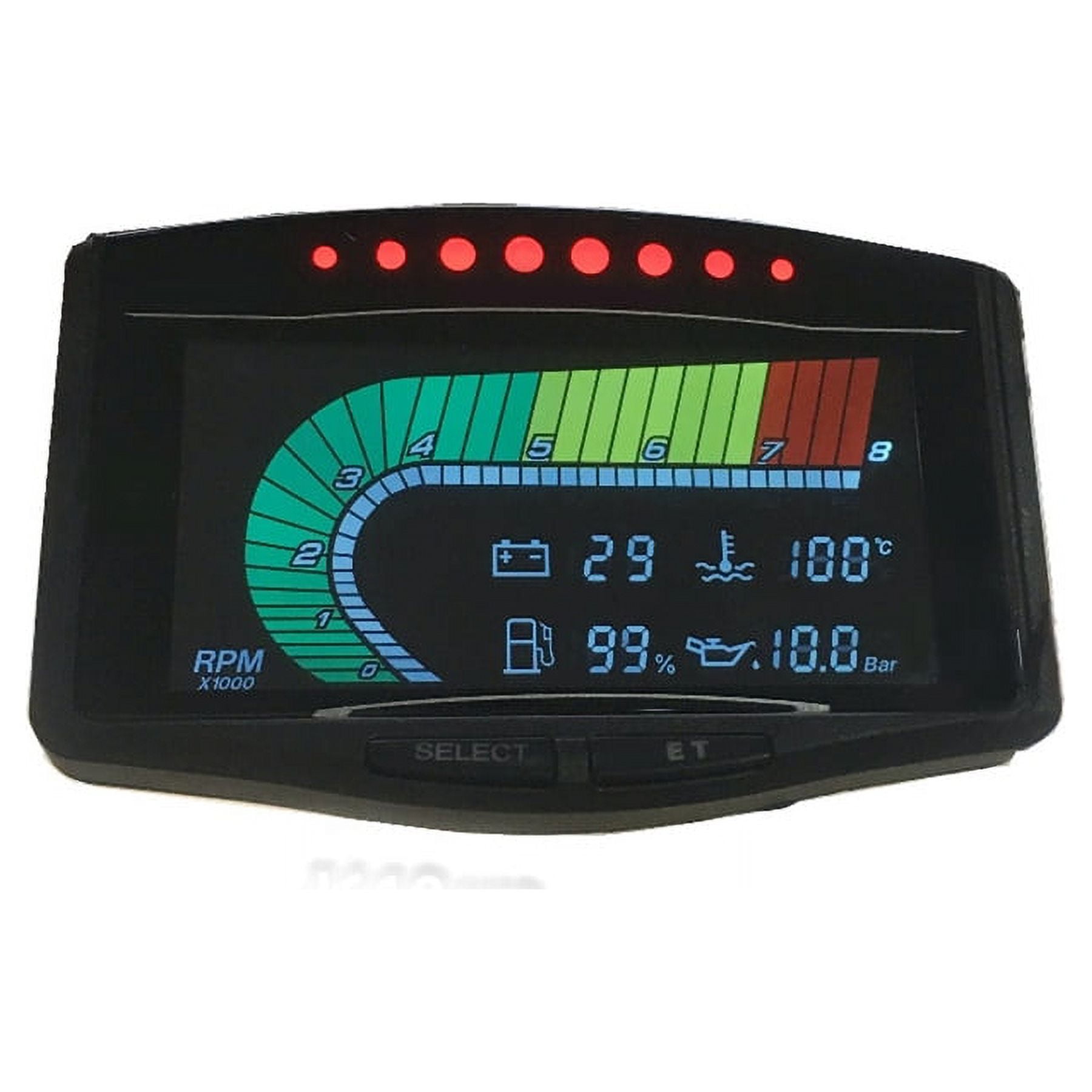 Automotive 5in1 LCD Digital Gauge for Car & Truck - Oil Pressure, Water ...