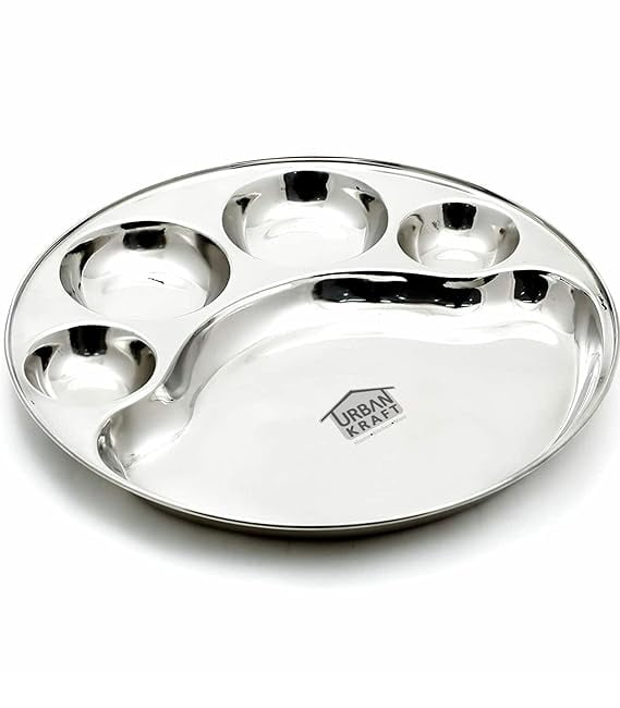 5in1 Stainless Steel Plates with Compartments/Bhojan Thali/Round ...
