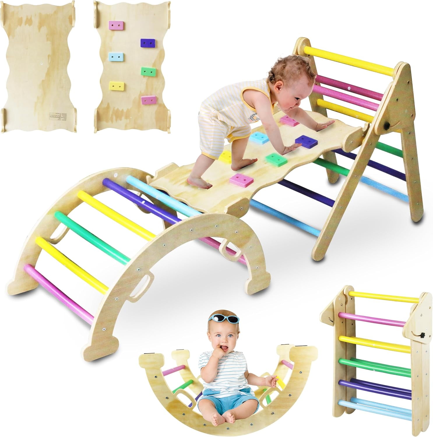 5in1 Wooden Climbing Toys, Triangle Climbing Set for Toddler, Kids ...
