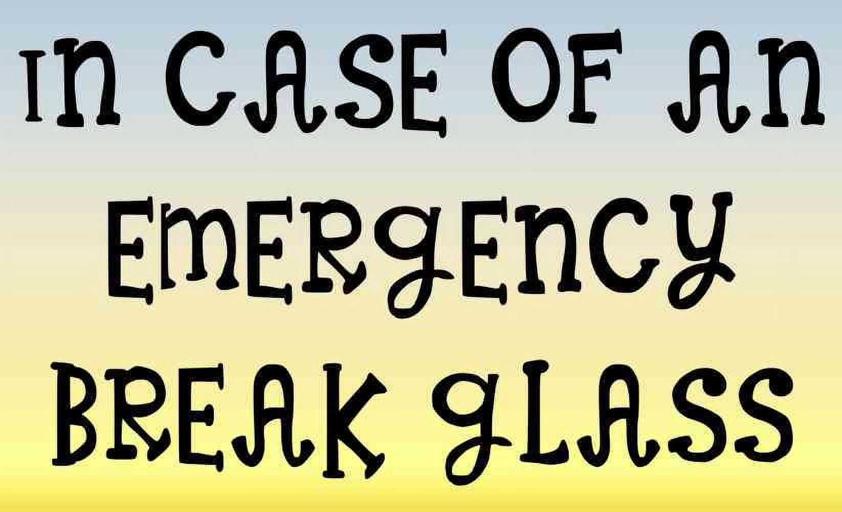 5inX3in In Case Of An Emergency Break Glass Sticker Vinyl Funny Jar ...
