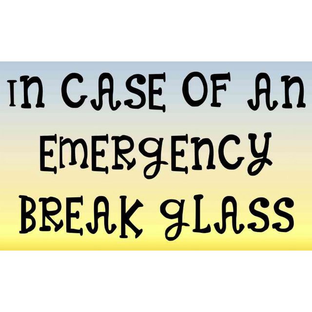 5inX3in In Case Of An Emergency Break Glass Sticker Vinyl Funny Jar ...
